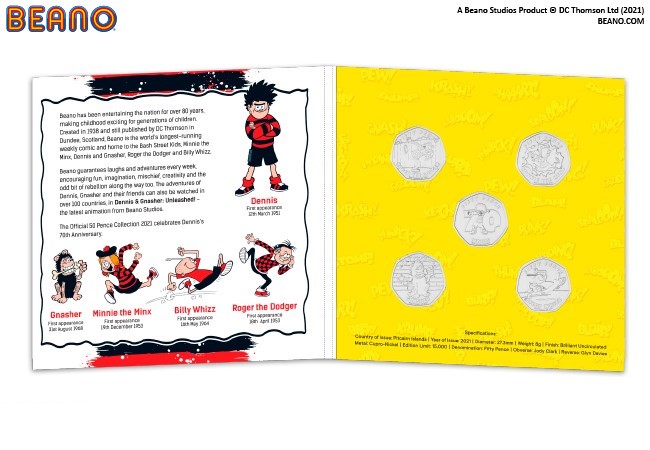 Dennis 70th Anniversary BU 50p Coin Pack