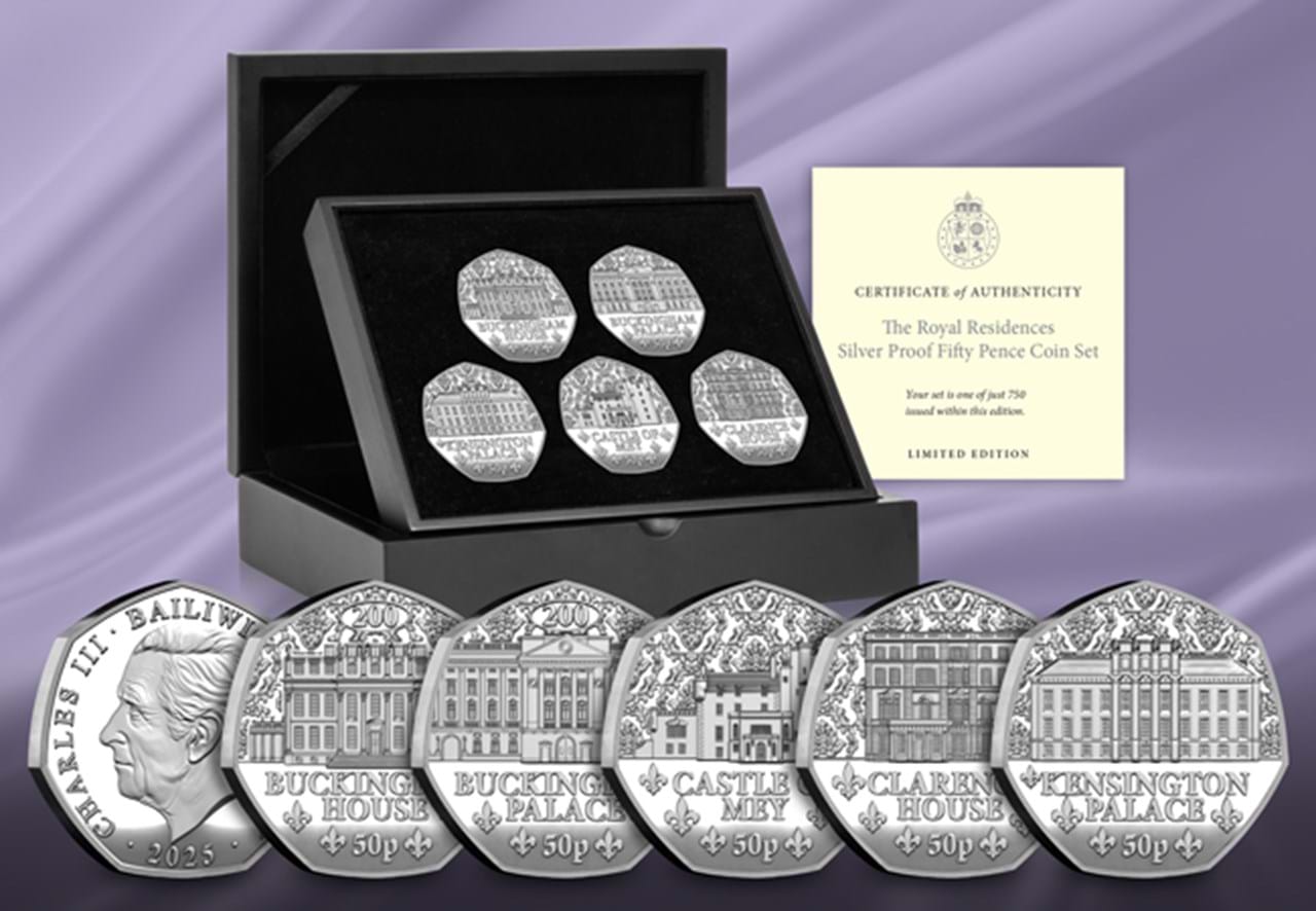 The 2025 Royal Residences Silver Proof 50p Coin Collection