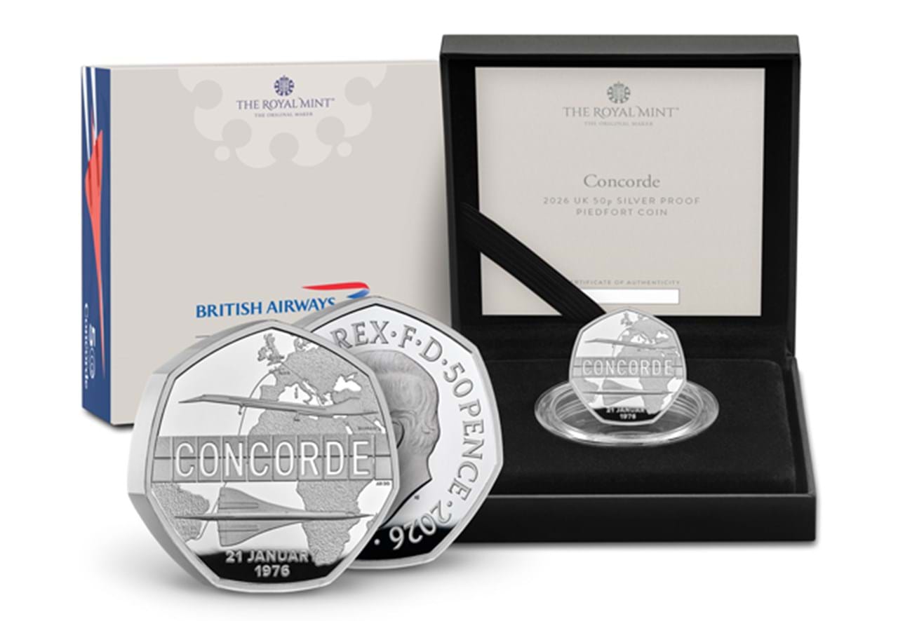 The UK 2026 Concorde Silver Proof Piedfort 50p