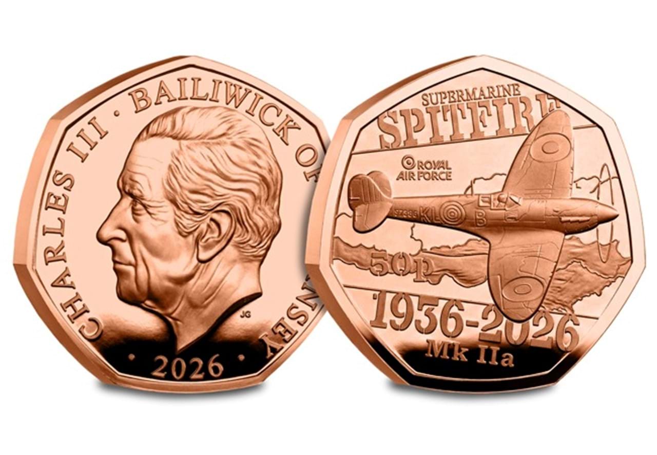 The Official RAF Spitfire 90th Anniversary Gold Proof 50p Coin Pair