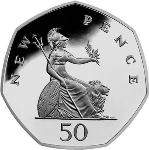 UK '50 New Pence'Circulation 50p